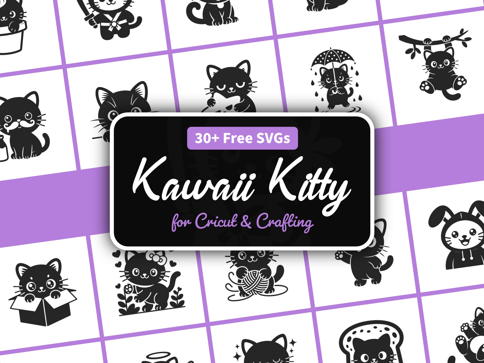 Free Kawaii Kitty SVG Bundle For Cricut & Silhouette (32 Designs ...
